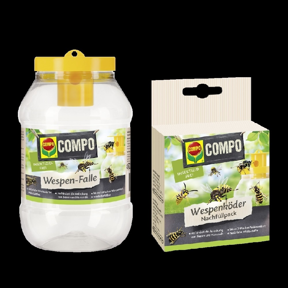 SET Compo Wespen-Falle N + 1 Wespenfallen Köder Nachfüllpack, 24,24